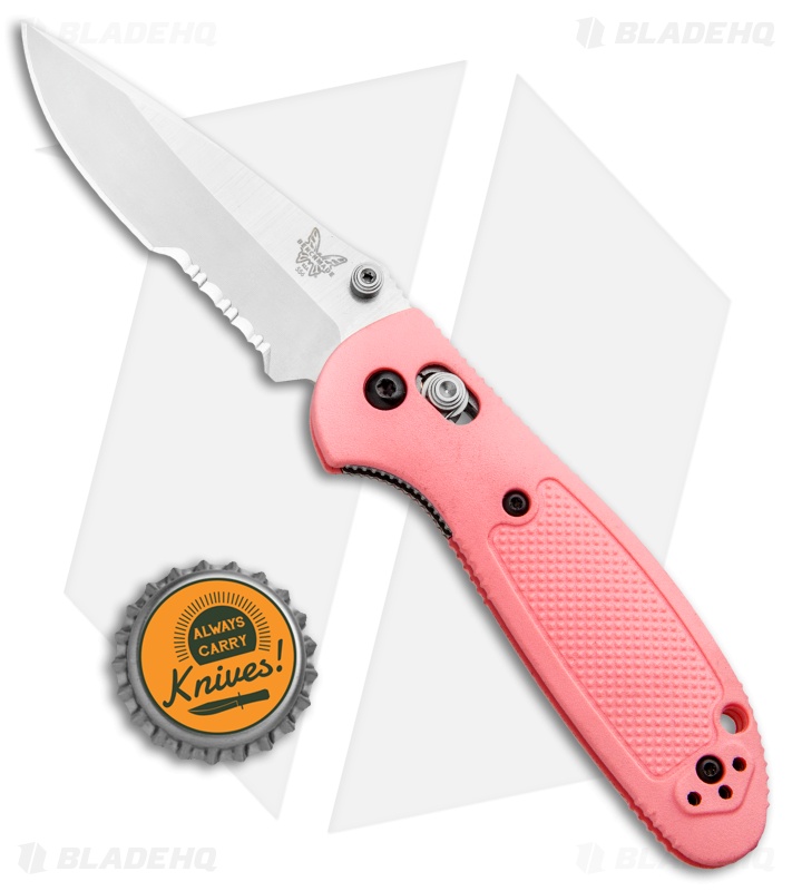 Benchmade Mini Griptilian AXIS Lock Knife Pink (2.91" Satin Serr) 556S ...