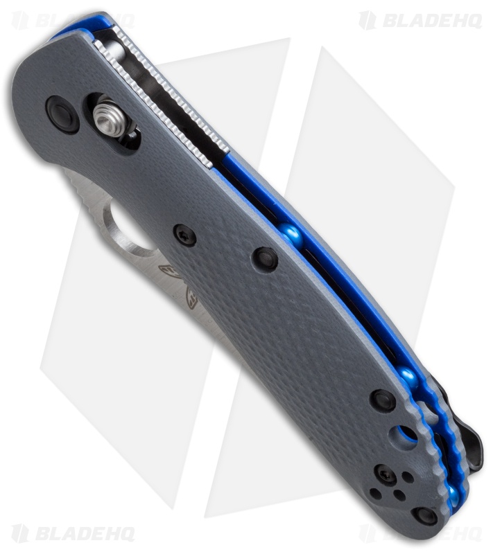 Benchmade Mini Griptilian AXIS Lock Knife Gray/Blue G-10 (2.91" Satin ...