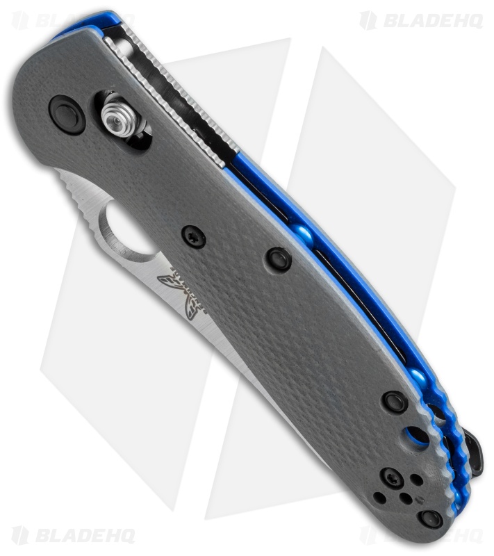 Benchmade Mini Griptilian AXIS Knife Gray/Blue G-10 (2.91" Satin Serr ...