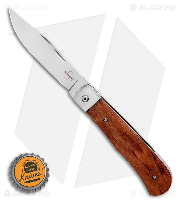 Boker Plus Bonfire Front Flipper Knife Bubinga Wood (3.4" Satin) - Blade HQ