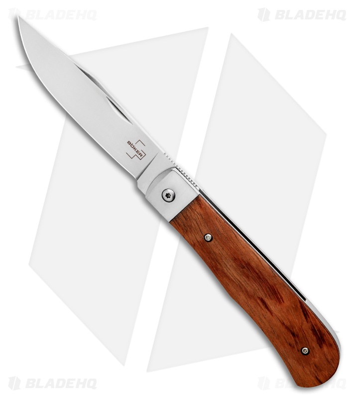Boker Plus Bonfire Front Flipper Knife Bubinga Wood (3.4" Satin) - Blade HQ