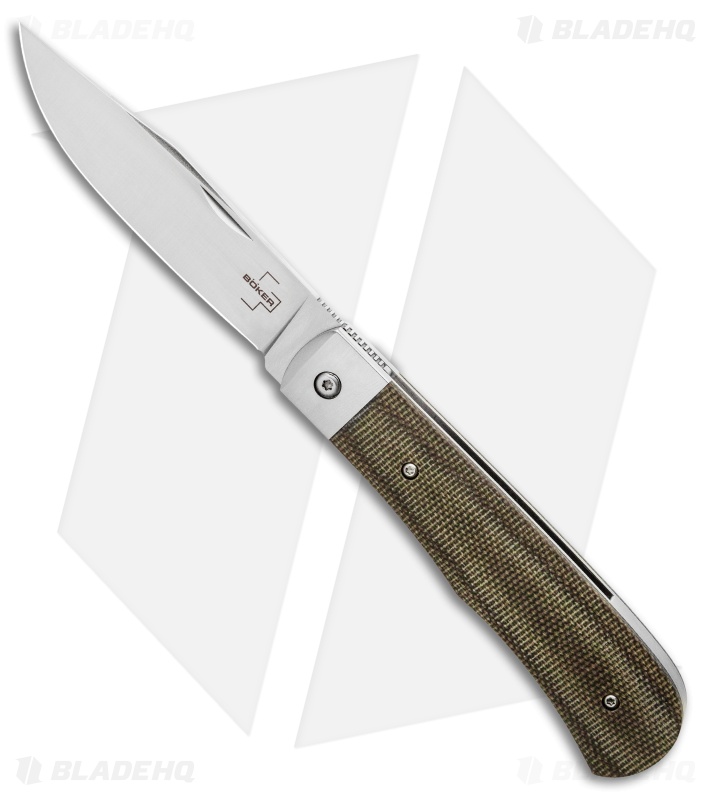 Boker Plus Bonfire Front Flipper Knife Green Canvas Micarta (3.4" Satin ...