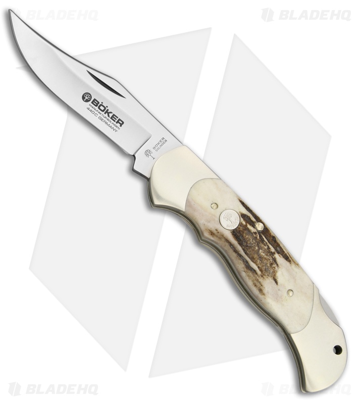 Boker Optima Series Lock Back Pocket Knife Stag (3.625" Satin) 113004ST ...