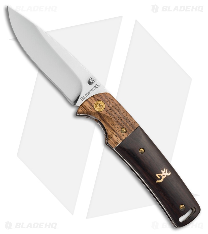 Browning Buckmark Hunter Liner Lock Knife Hardwood (3" Polished) - Blade HQ