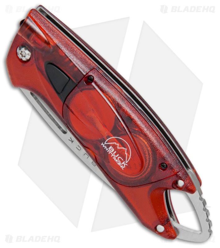 Buck Lumina LED Liner Lock Knife Translucent Red (3" Satin Serr) - Blade HQ