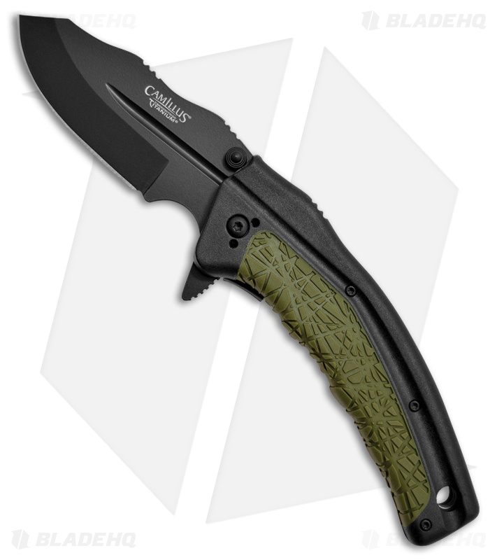 Camillus Titan FK Liner Lock Knife Green FRN (3" Black) - Blade HQ