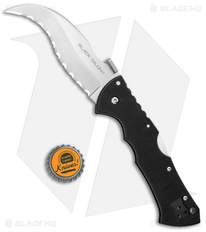 Cold Steel 4" Black Talon II Lock Back Knife (Satin Full Serr CPM-S35VN ...