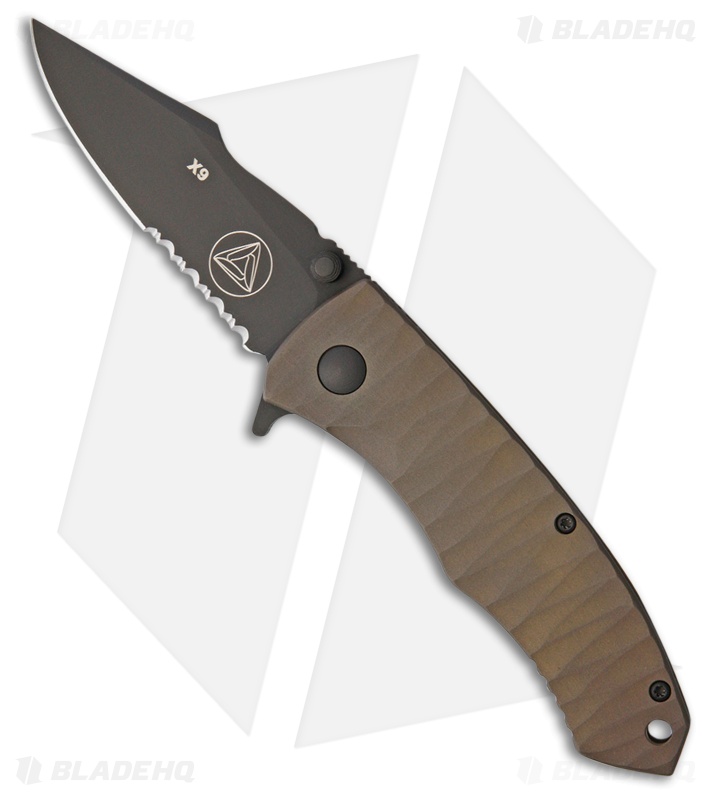 Combative Edge X9 Frame Lock Knife Scalloped Bronze Titanium (3.25 ...
