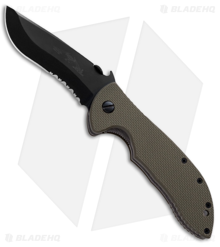 Emerson Jungle Commander BT Knife Jungle Green G10 (3.75" Black Serr ...