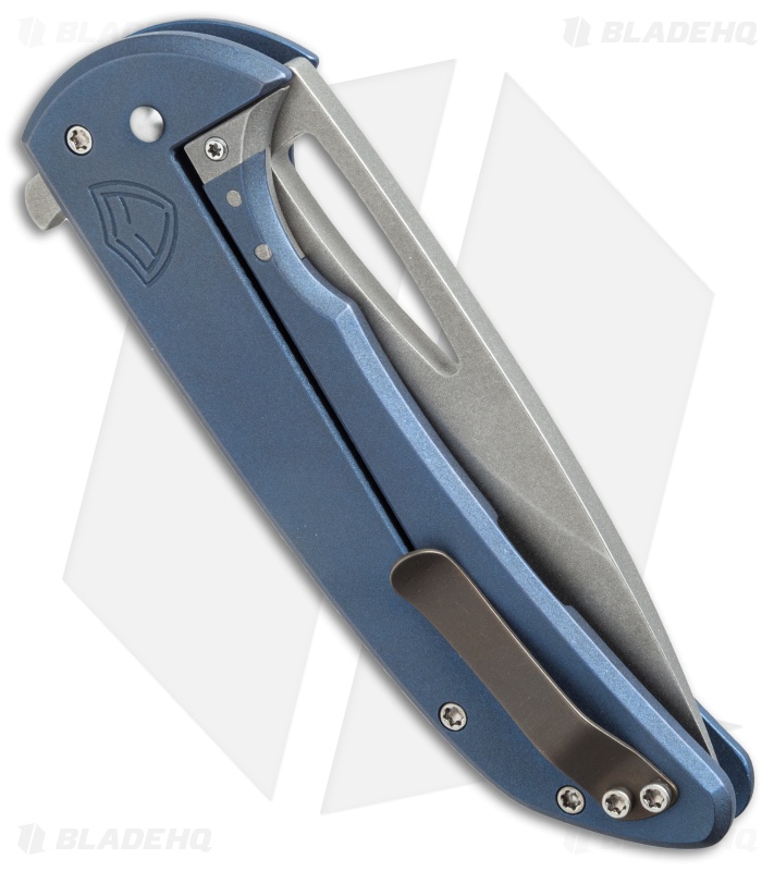 Ferrum Forge Archbishop Flipper Knife Plain Blue Ti (3.5" BB/SW) - Blade HQ