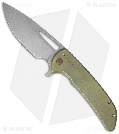Ferrum Forge Archbishop Flipper Knife Gunny Green/Gold Ti (3.5" BB/SW ...