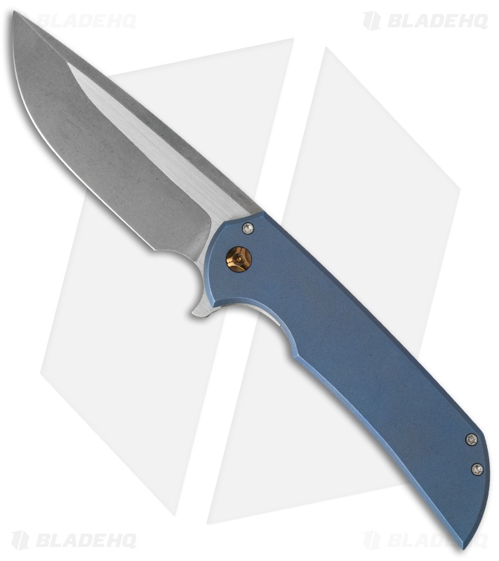 Ferrum Forge Mordax Flipper Knife Blue/Plain (3.625" Stonewash) - Blade HQ