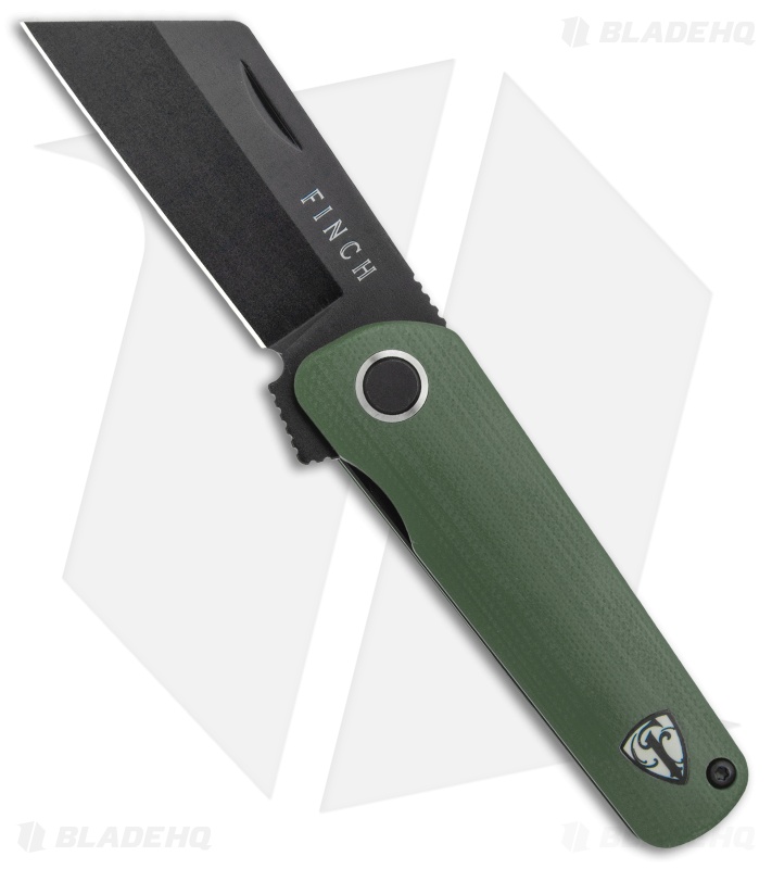 Finch Knife Co. Runtly Frame Lock Knife Pumpkin Green G-10 (2.375 ...