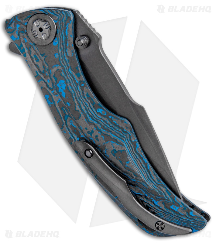 Brian Tighe Custom Tighe Down Knife Integral Black/Blue Fat CF (4" DLC ...