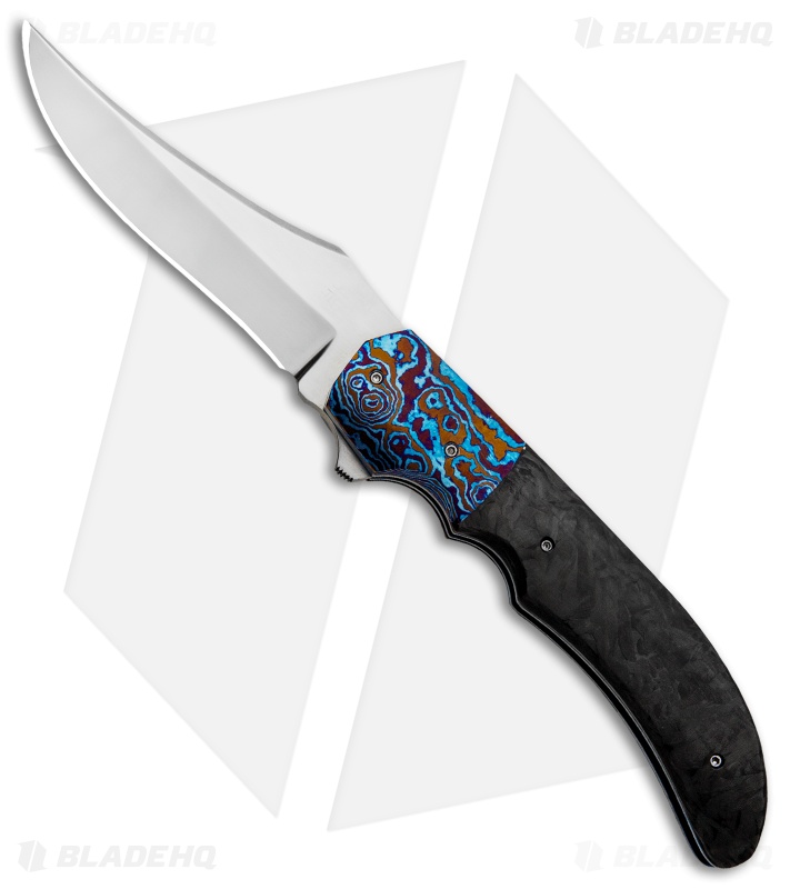 Jason Clark Custom Double X Liner Lock Knife Marble CF/Timascus (3.75 ...