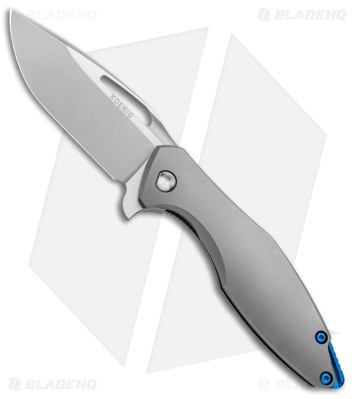 Koenig Arius - Frame Lock Knife | Titanium + Blue LP | Blade HQ