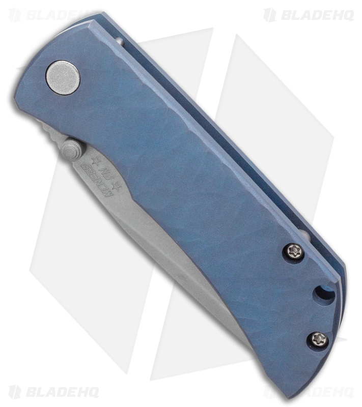 McNees Knives MAC2 Frame Lock Knife Blue Titanium (3" Stonewash) - Blade HQ