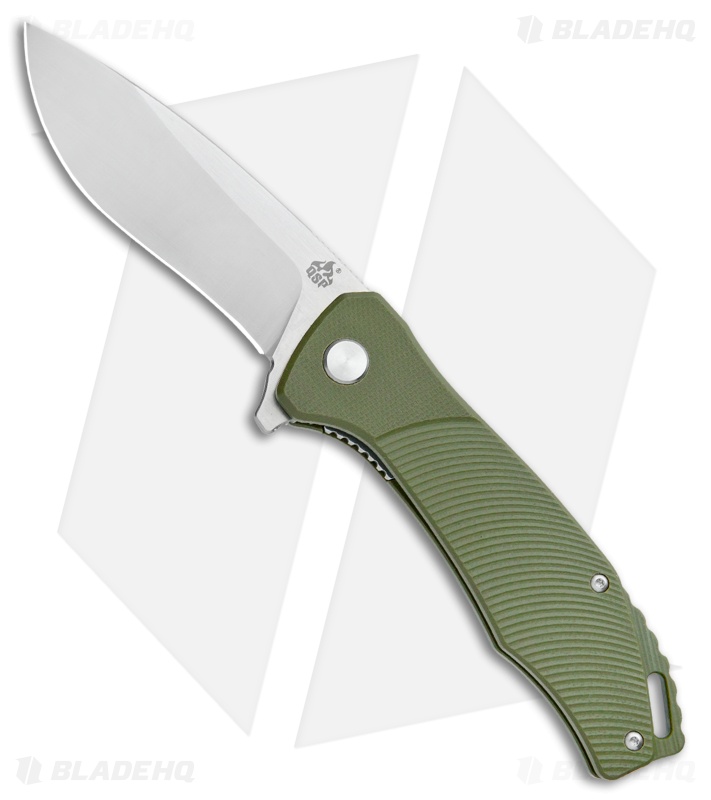 QSP Raven Liner Lock Knife Green G-10 (3.37" Satin) - Blade HQ