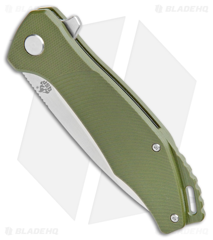 QSP Raven Liner Lock Knife Green G-10 (3.37" Satin) - Blade HQ