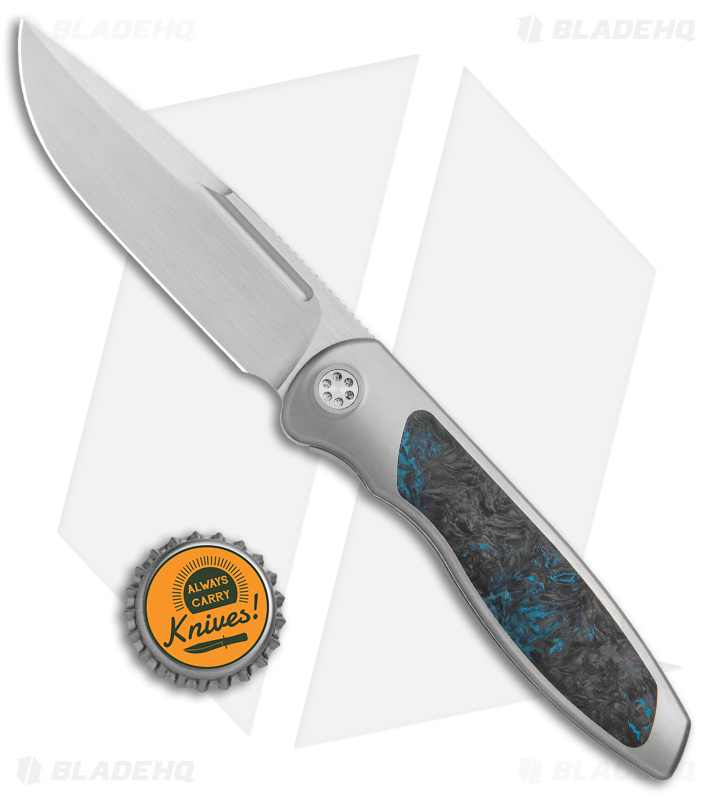 Sharp By Design | Mini Tempest Drop Point Knife | Blue CF - Blade HQ