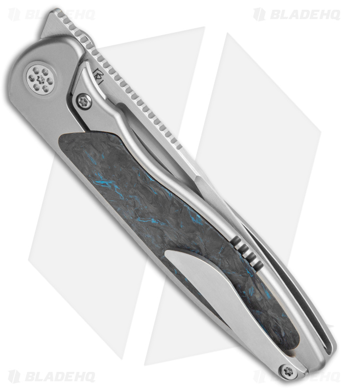 Sharp By Design | Mini Tempest Drop Point Knife | Blue CF - Blade HQ