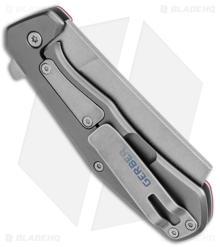 Gerber Asada Flipper Knife Red Aluminum (3" Stonewash) 30-001805 - Blade HQ