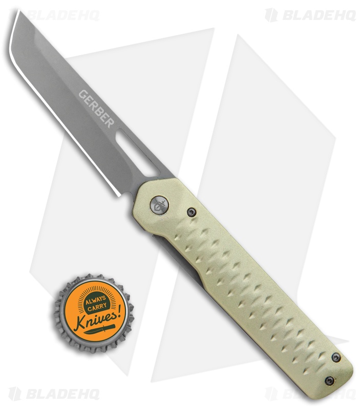 Gerber Ayako Frame Lock Knife Green Aluminum (3.5" Gray) 30-001690 - Blade HQ