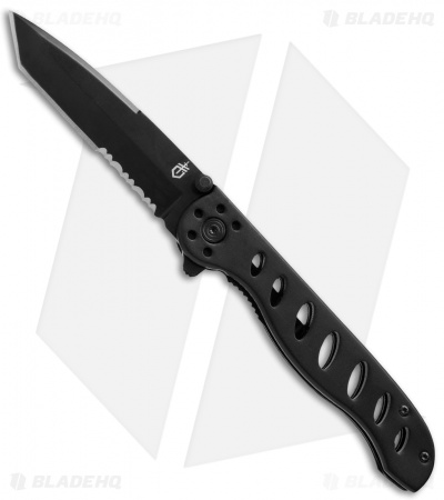 Gerber Evo Large Tanto Liner Lock Knife (3.50" Black Serr) - Blade HQ