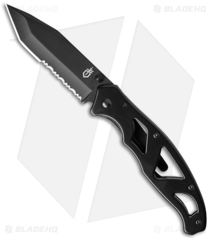 Gerber Paraframe II Tanto Frame Lock Knife (3.5" Black Serr) - Blade HQ