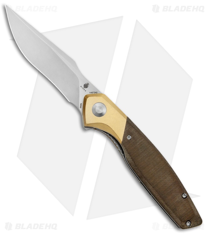 Kizer Manganas Grazioso | Liner Lock Knife | Green Micarta + Brass ...
