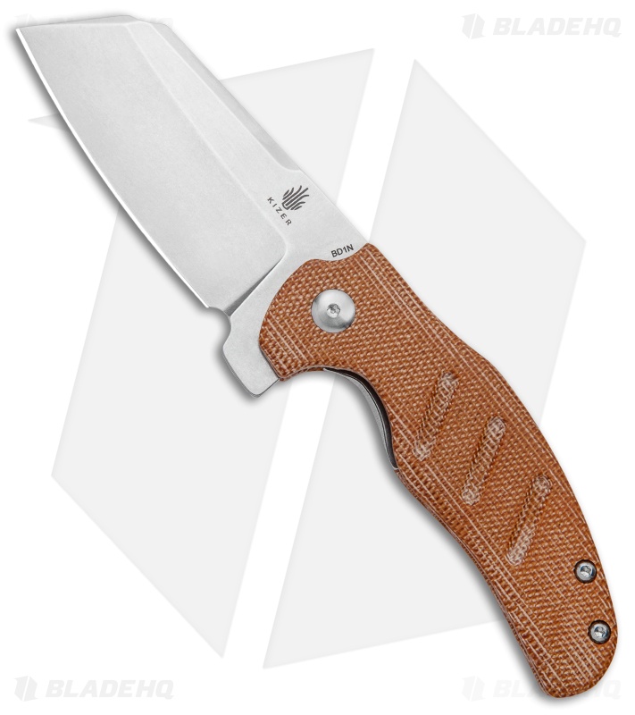 Kizer Mini Sheepdog - Folding Cleaver Knife | Brown Micarta/SW | Blade HQ