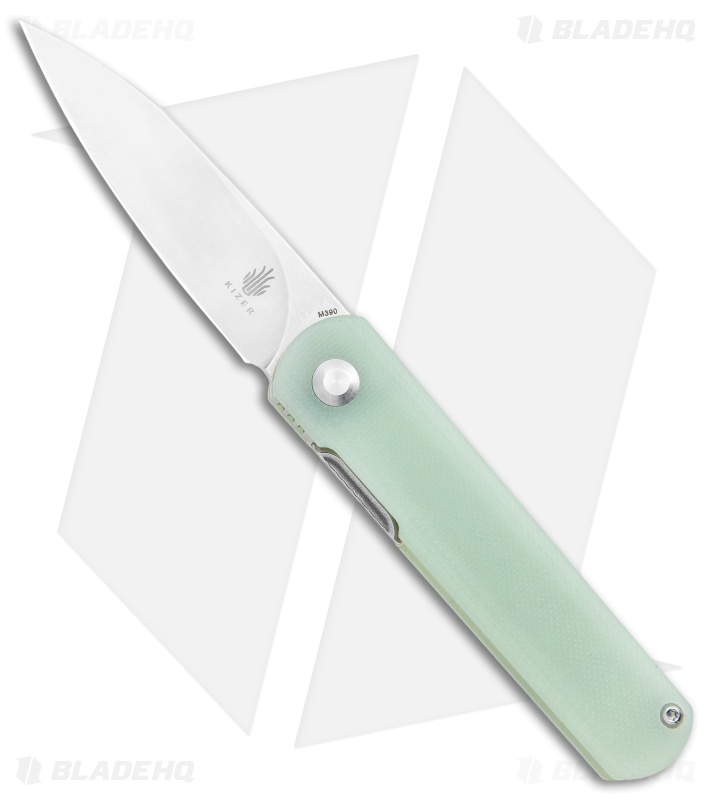 Kizer Feist - Front Flipper Knife | Natural Jade G-10 + Stonewash ...