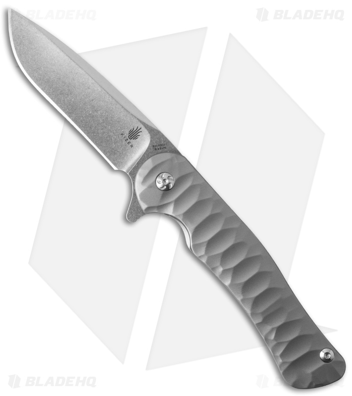 Kizer Cucchiara Dukes Flipper Knife Gray Titanium (3.625" Stonewash ...