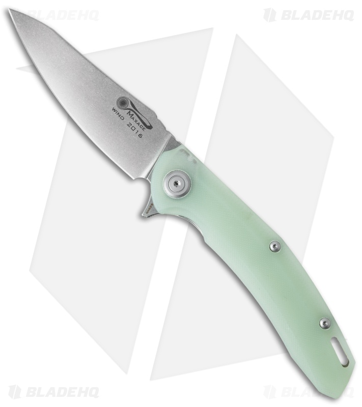 Maxace Wind Flipper Knife Jade G-10 + Stonewash - Blade HQ
