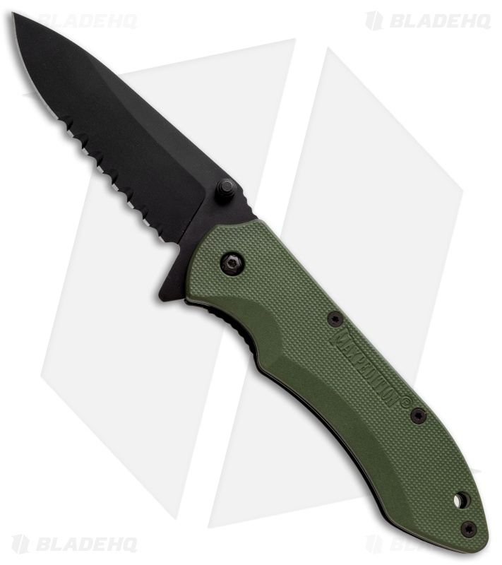 Maxpedition Ferox Liner Lock Green (Black Serr) - Blade HQ
