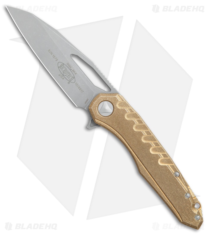 Microtech Sigil MK6 Frame Lock Knife Brass (3.75" Apocalyptic) - Blade HQ
