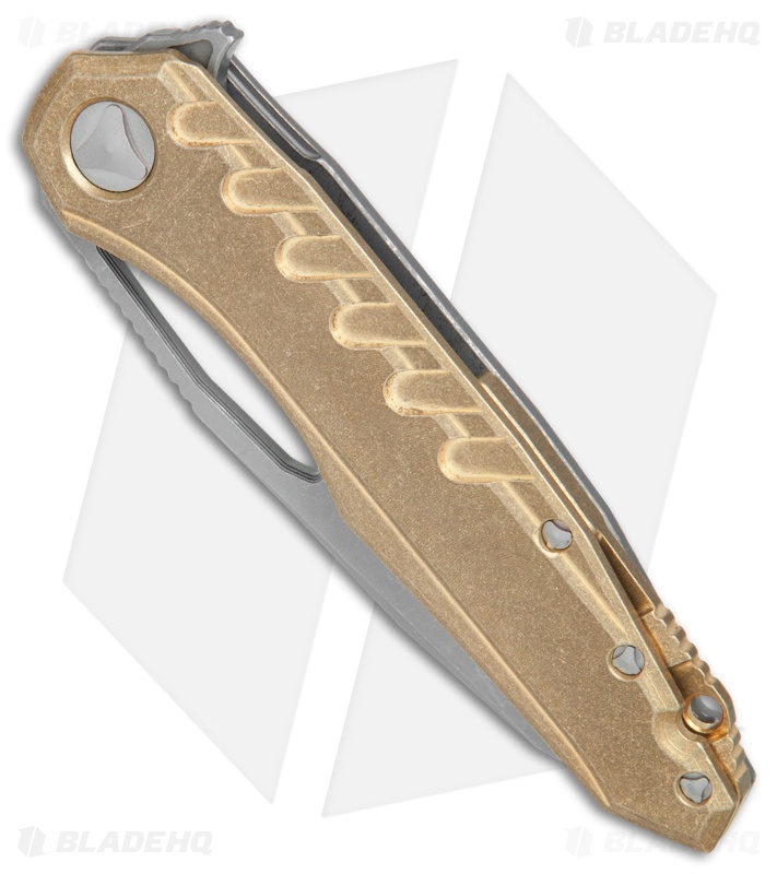 Microtech Sigil MK6 Frame Lock Knife Brass (3.75" Apocalyptic) - Blade HQ