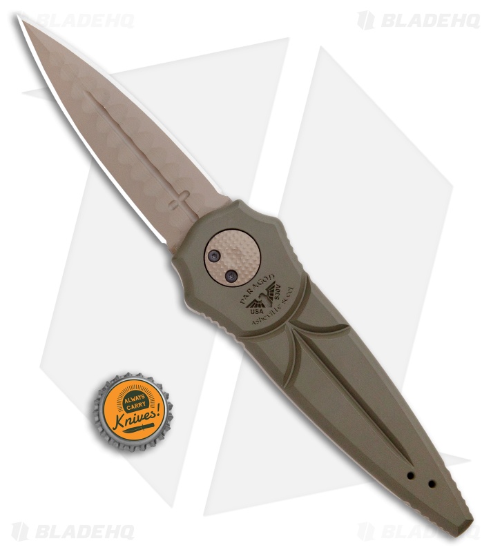 Paragon Warlock Folding Knife OD Green Aluminum (3.9" Brown Dark Earth ...