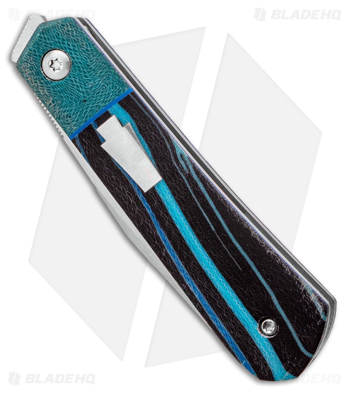 Pena Knives Raptor Front Flipper Liner Lock Knife Blue Micarta 2.9"