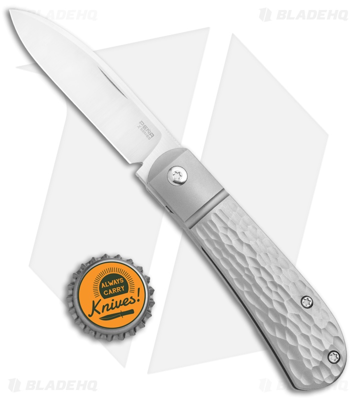 Pena Knives X-Series Zulu Front Flipper Knife - Jigged Titanium - Blade HQ
