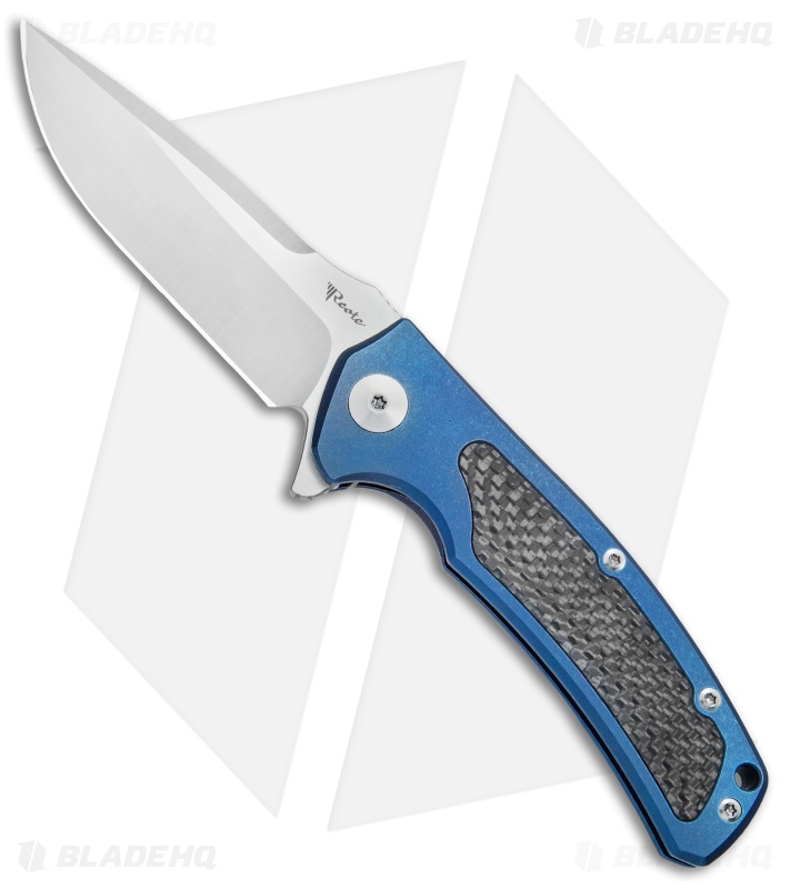 Reate Knives Mini Horizon-D Frame Lock Knife Carbon Fiber/Blue Ti (3.4 ...