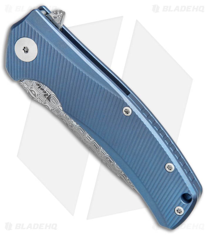 Reate Knives Mini Horizon-D Frame Lock Knife Blue Ti (3.4" Damasteel ...
