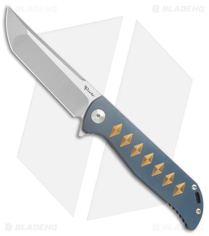 Reate K-2 Frame Lock Knife Blue Ti w/ Bronze Diamonds (3.8" Satin ...