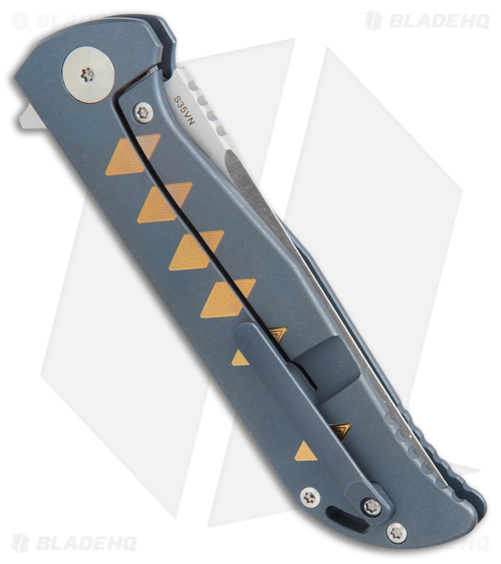 Reate K-2 Frame Lock Knife Blue Ti w/ Bronze Diamonds (3.8" Satin ...