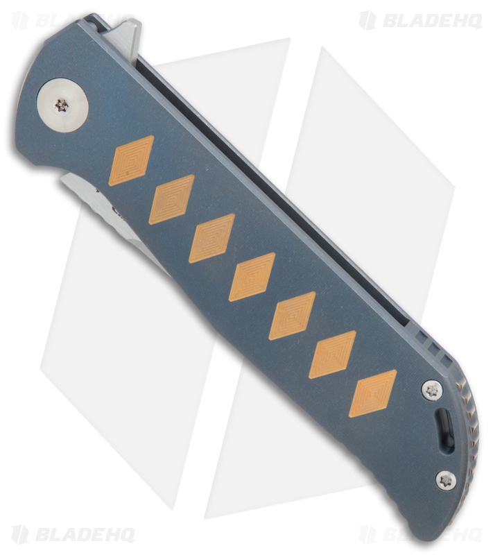 Reate K-2 Frame Lock Knife Blue Ti w/ Bronze Diamonds (3.8" Satin ...