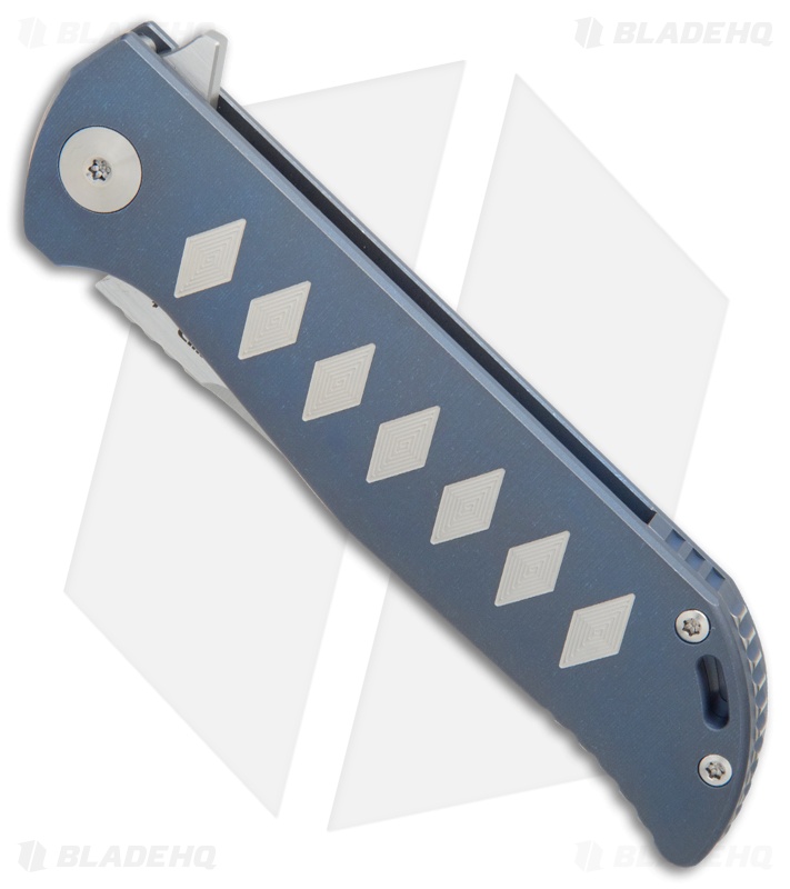 Reate K-2 Frame Lock Knife Blue Ti w/ Silver Diamonds (3.8" Satin ...