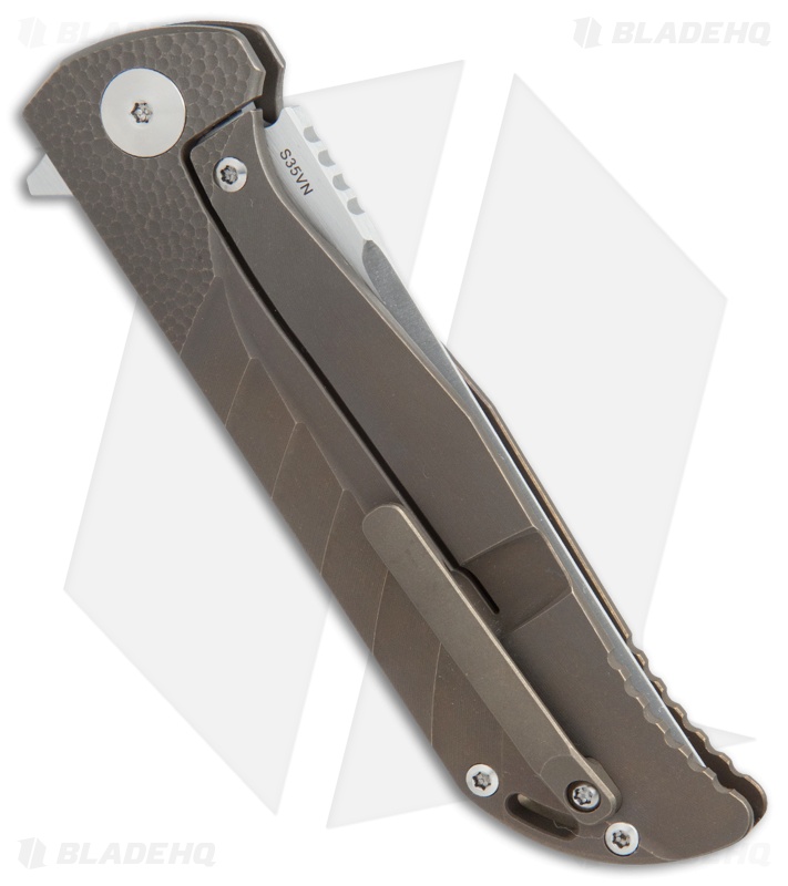 Reate K-2 Frame Lock Knife Stepped Bronze Titanium (3.8" Satin) - Blade HQ