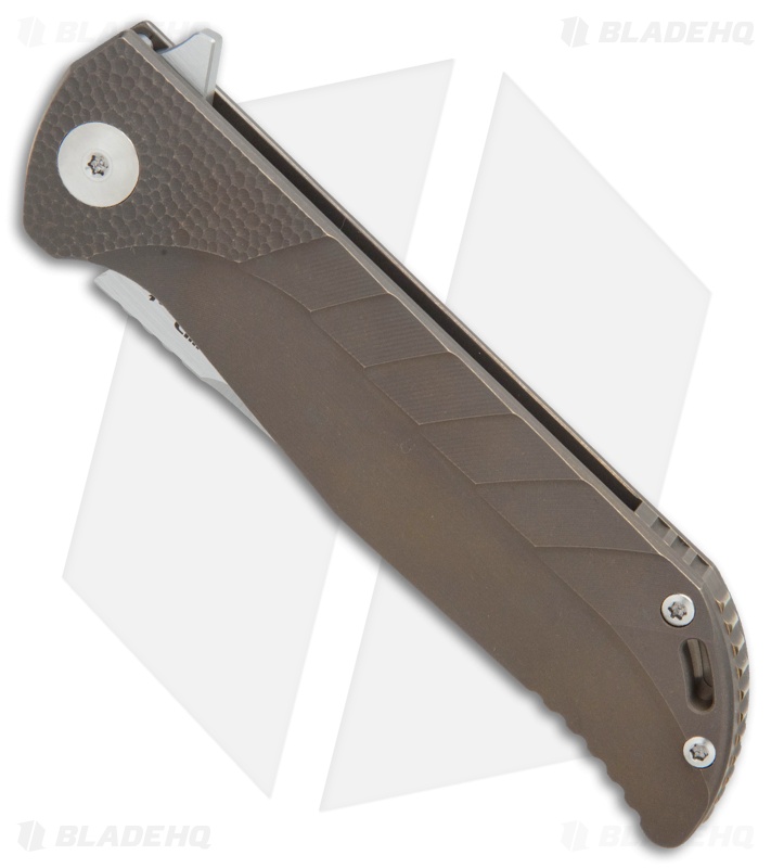 Reate K-2 Frame Lock Knife Stepped Bronze Titanium (3.8" Satin) - Blade HQ