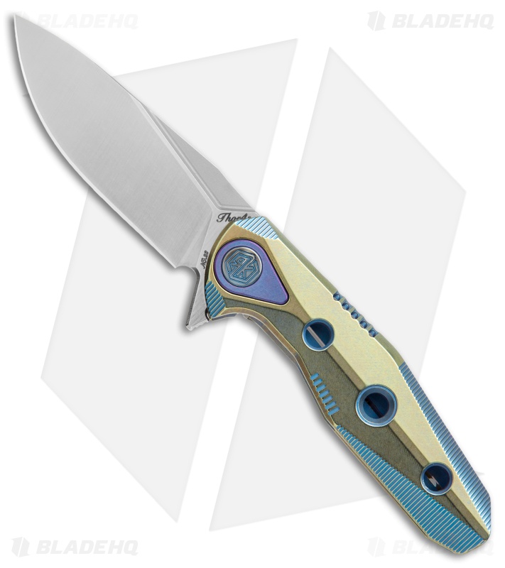 Rike Knife Thor4s Integral Frame Lock Flipper Knife Blue/Green Ti (2.3 ...