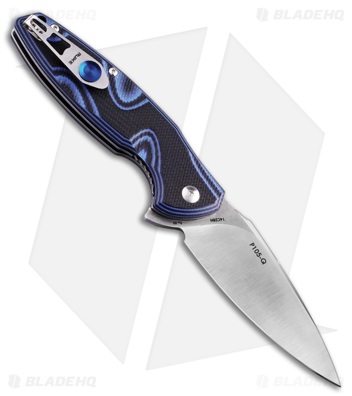 RUIKE Fang Liner Lock Knife Blue/Black (3.5" Satin) P105 - Blade HQ